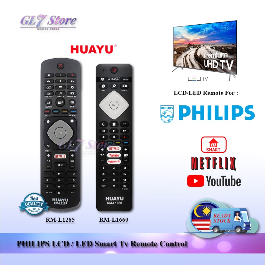 PHILIPS UNIVERSAL LCD LED TV REMOTE CONTROL RM-L1285 / RM-L1660 PHILIPS LCD LED SMART ALAT ...