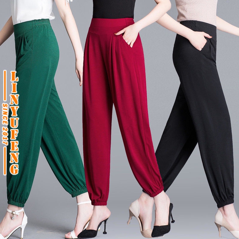 200kg New Women'S Summer Thin Ice Silk Bloomers Large Size Mother Pants ...