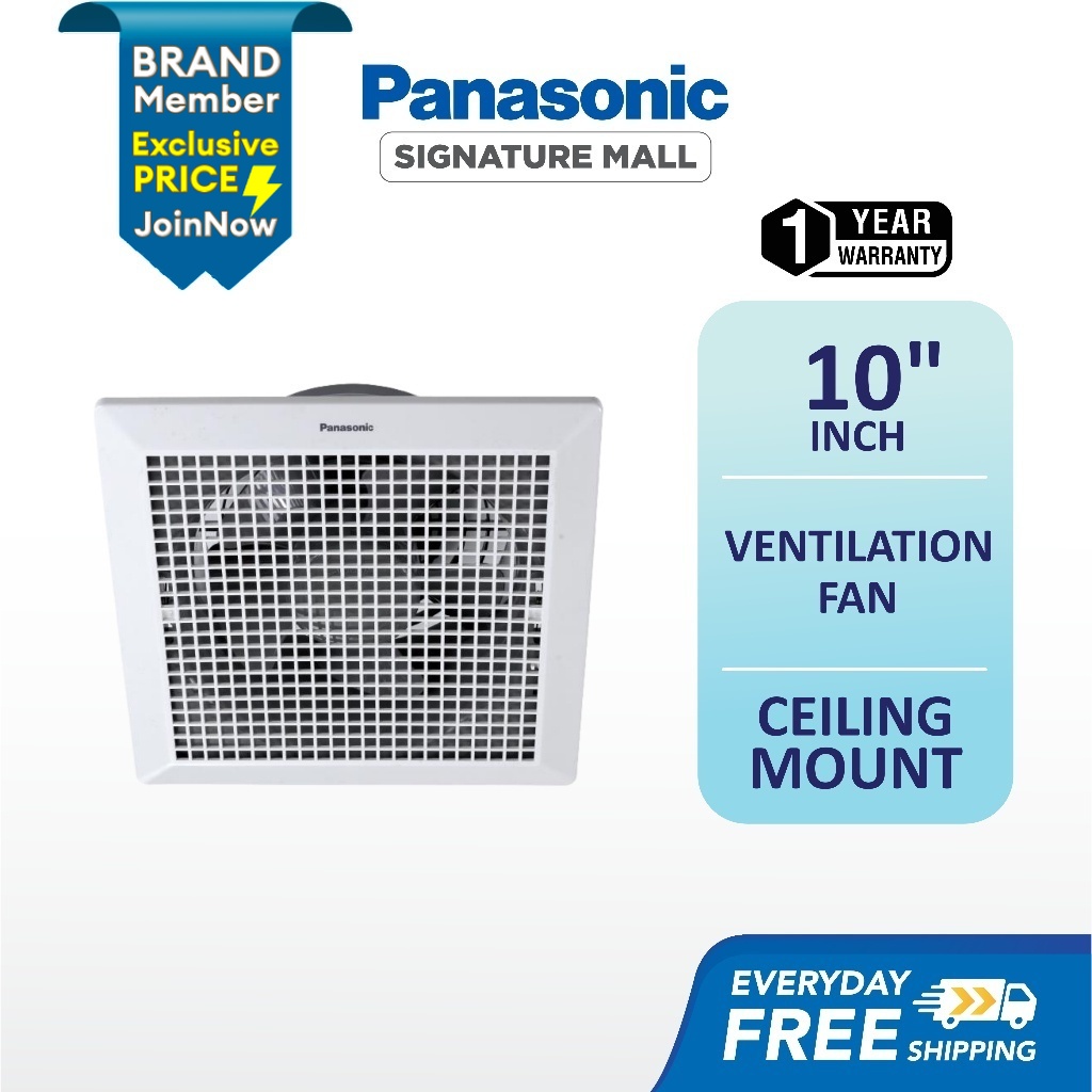 PANASONIC 10 Inch 25cm Ceiling Mount Ventilation Fan Office Bedroom ...