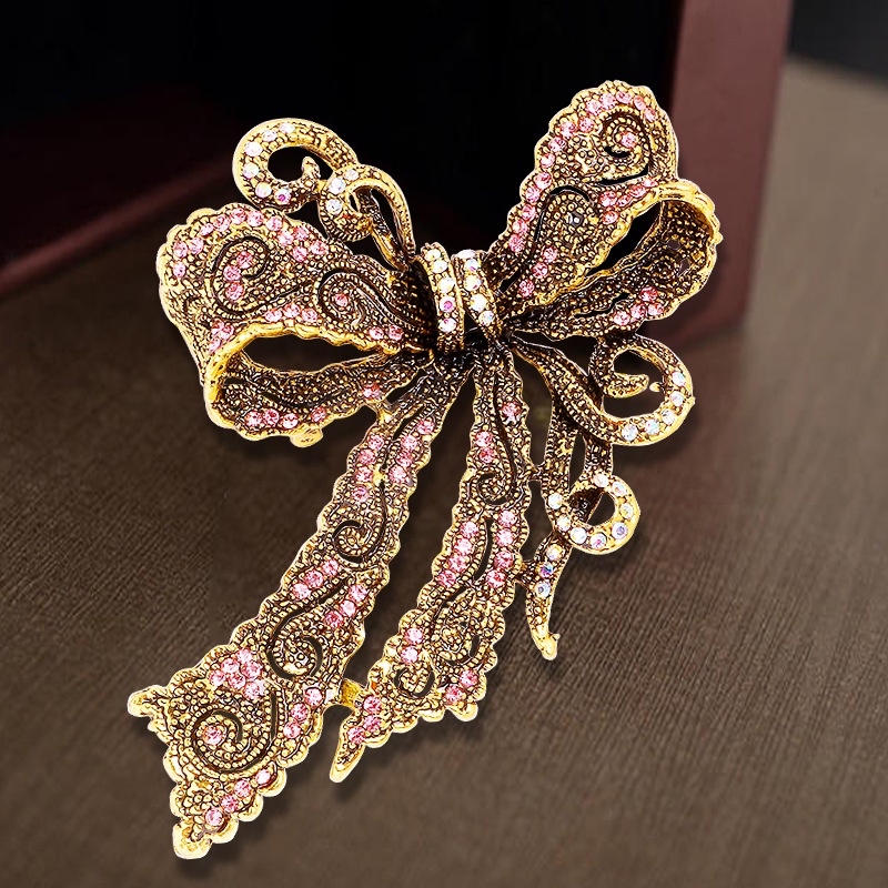 Luxury Rhinestone Bow Women's Brooch Men's Elegant Bow Metal Brooch ...