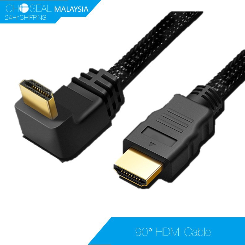 HDMI 90 Degree Down Angle Elbow High Speed 1.4 HDMI Cable - Supports Ethernet, HD 3D, 2K HDR ...