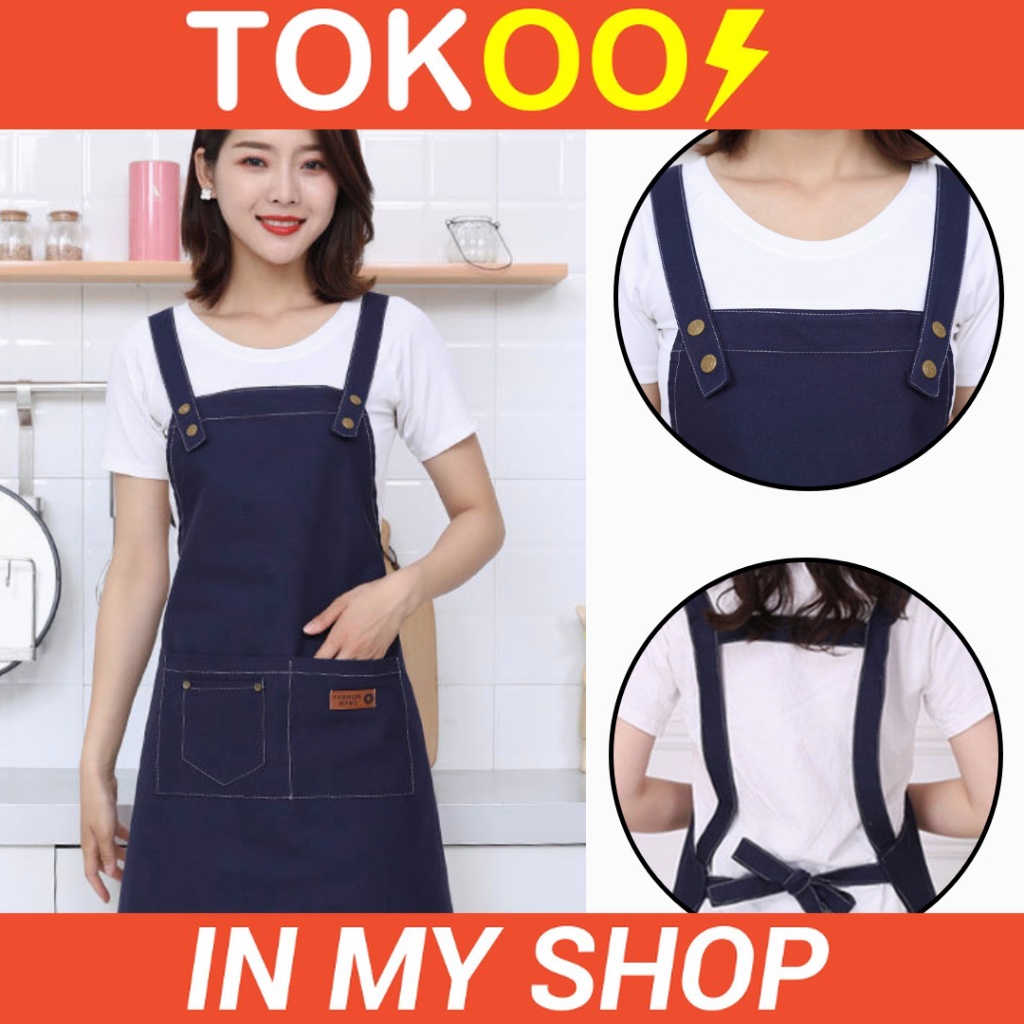 Spot Korean apron, professional coffee shop work clothes, kitchen short ...