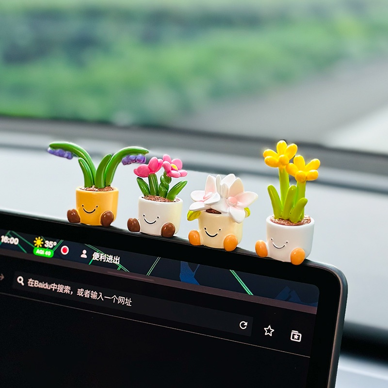 NEW!! Lovely Potted Plants Car Dashboard Decorations Cute Flower Dolls ...