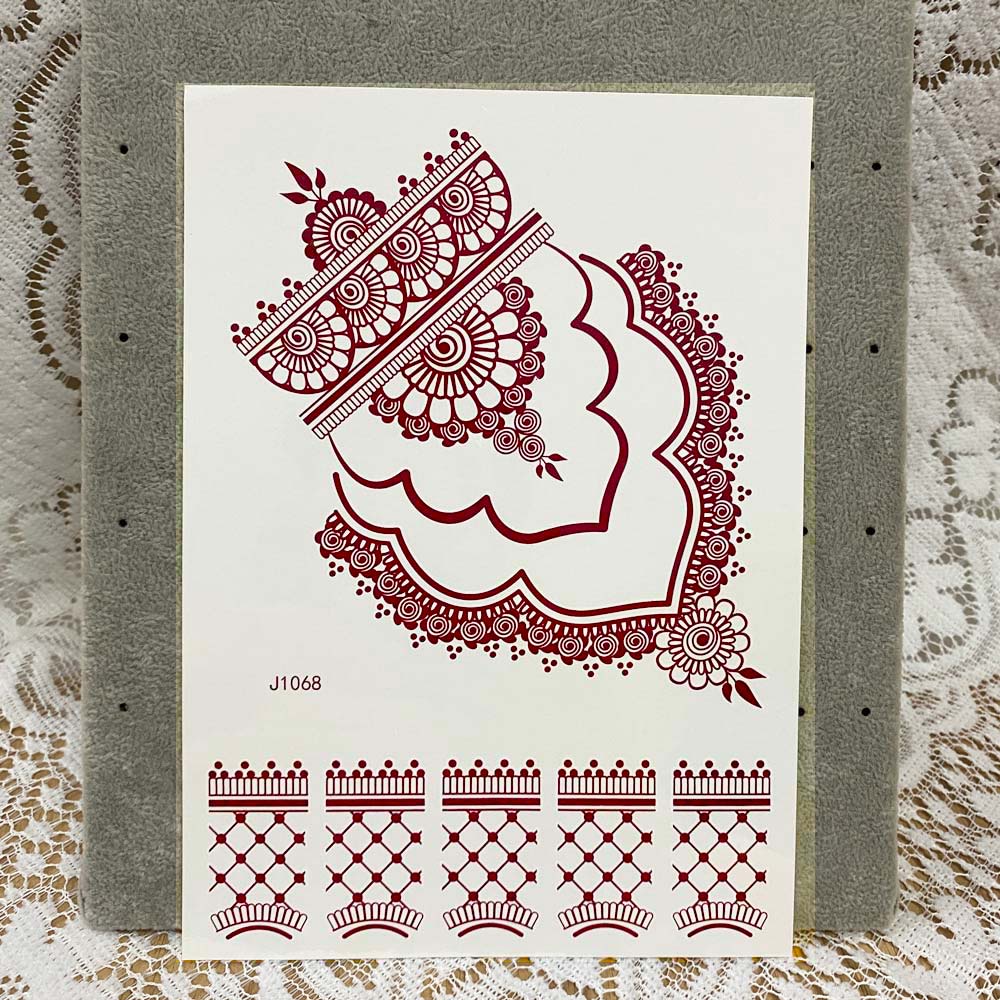 Waterproof Henna Tattoo Red Henna Stickers for Hand Fake Tattoo for ...