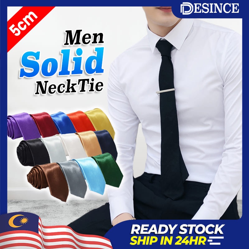 🇲🇾 DESINCE Necktie 5cm Formal Tie Solid Color Unisex Tie Smart Business ...