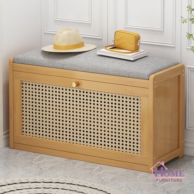 🍁Shoe cabinet/shoe changing stool/soft cushion durable storage stool ...