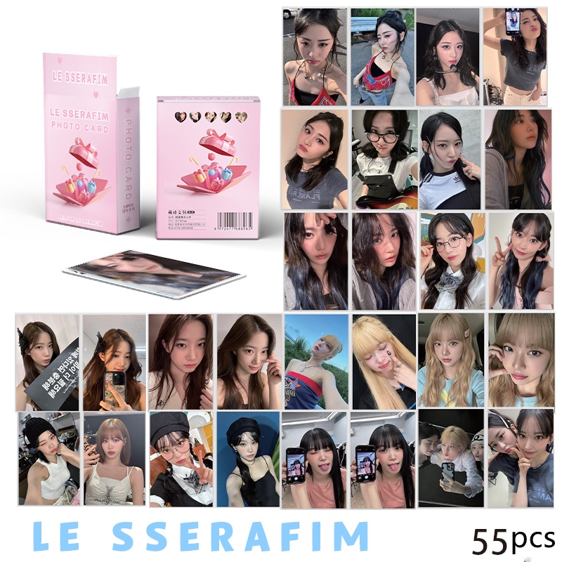 50-55pcs LE SSERAFIM Laser HOLOGRAPHIC LOMO Cards Lesserafim Sakura ...