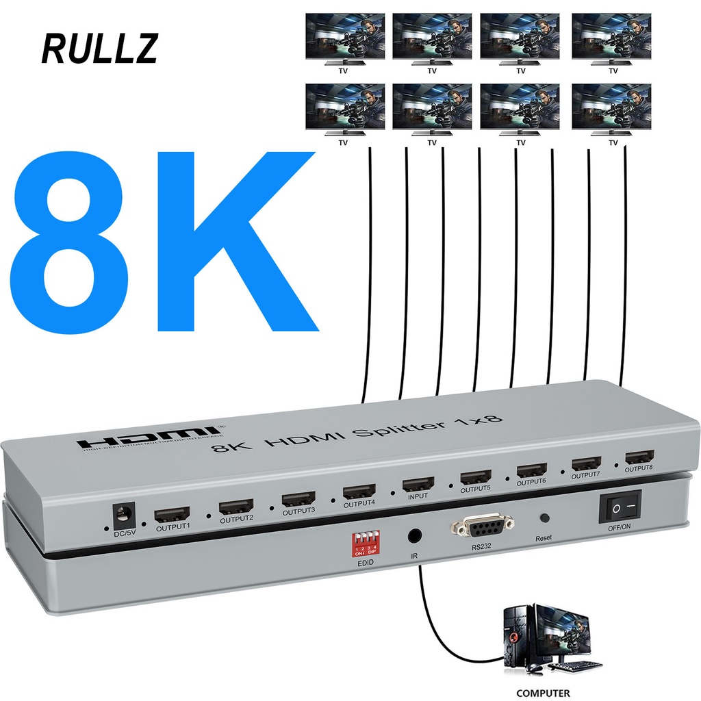 8K 60Hz HDMI Splitter 1 in 8 Out 4K 8K HDMI Splitter 1x8 Video ...