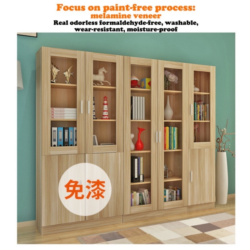 ZQ Simple Bookcase Combination Bookshelf Office Wooden Filing Cabinet ...