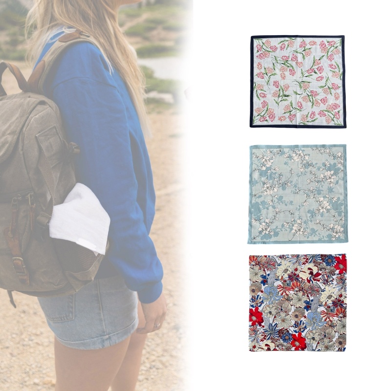Winu Portable Colorful Floral Pattern Handkerchief for Woman Girls ...