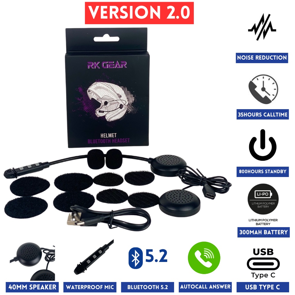 Helmet Earphone Motorcycle Headset Bluetooth by RK Gear READY STOCK ...