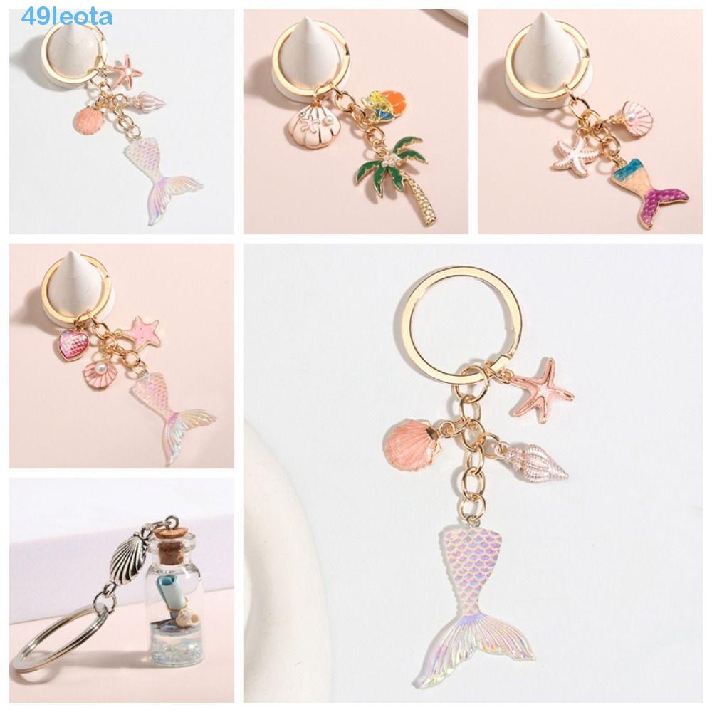 LEOTA Mermaid Tail Keyring, Mermaid Tail Conch Starfish Shell Conch Heart Keyring, Keychain ...