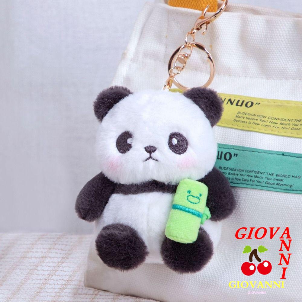 GIOVANNI Panda Plush Keychain, Cartoon Keyring, Cute Animal Bamboo Tube ...