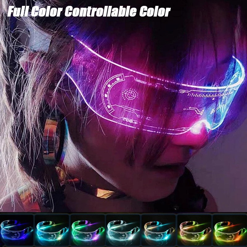 COD LED Luminous Glasses EL Wire Neon Light Up Visor Eyeglasses Bar ...