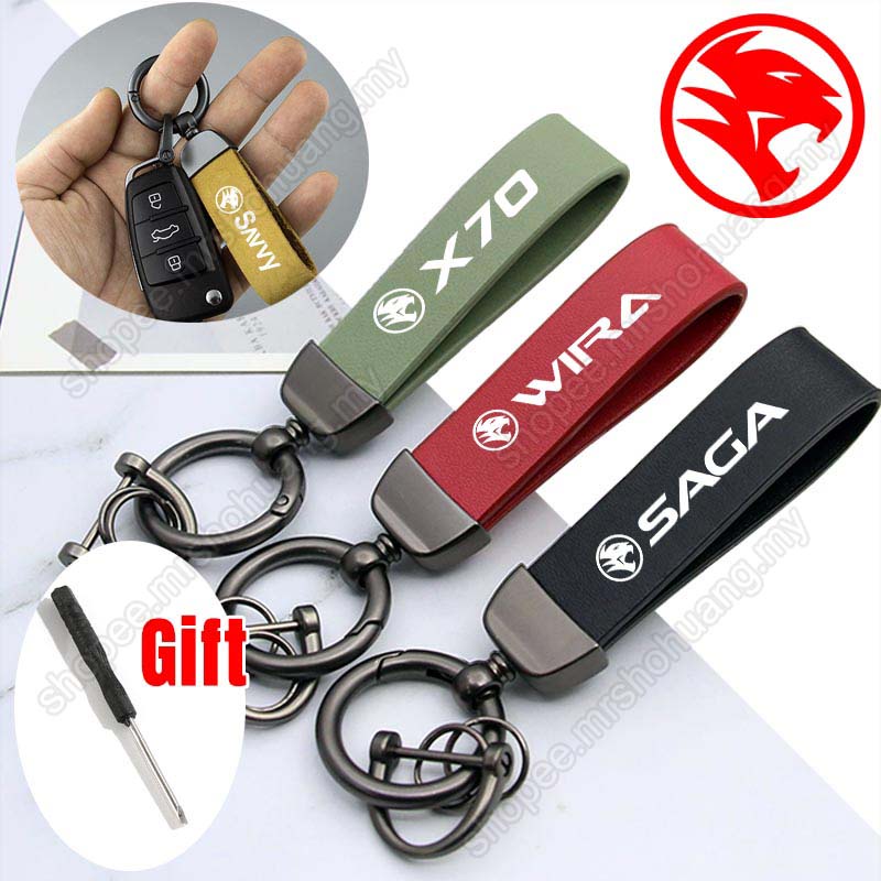 Car Keychain Leather For Proton Exora Wira Waja Persona X50 Saga Preve ...