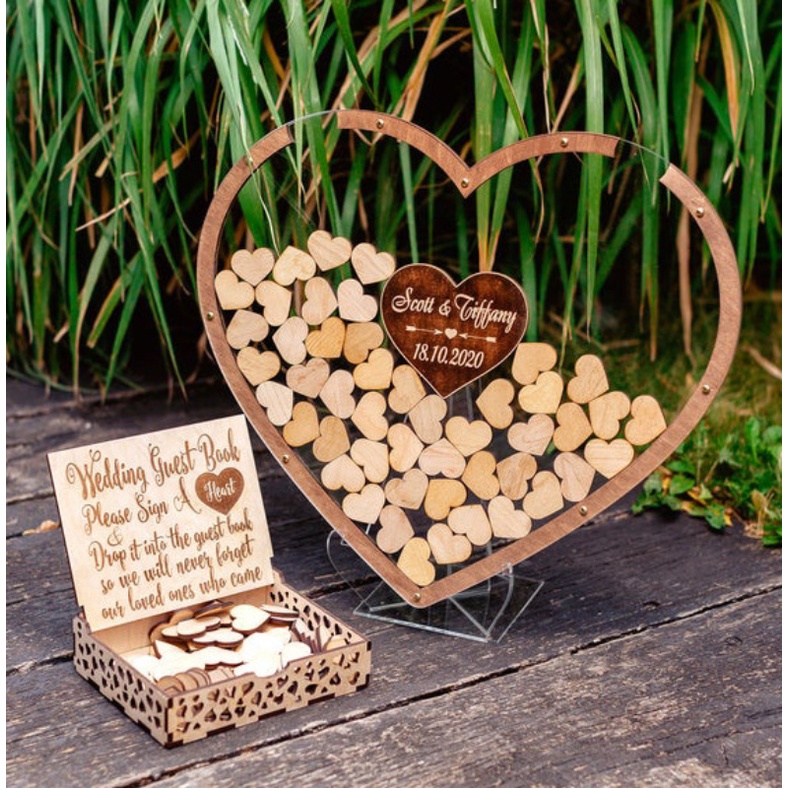 [Customized] NEW Heart Shaped Wedding Guest Wedding Souvenir Guest Book ...