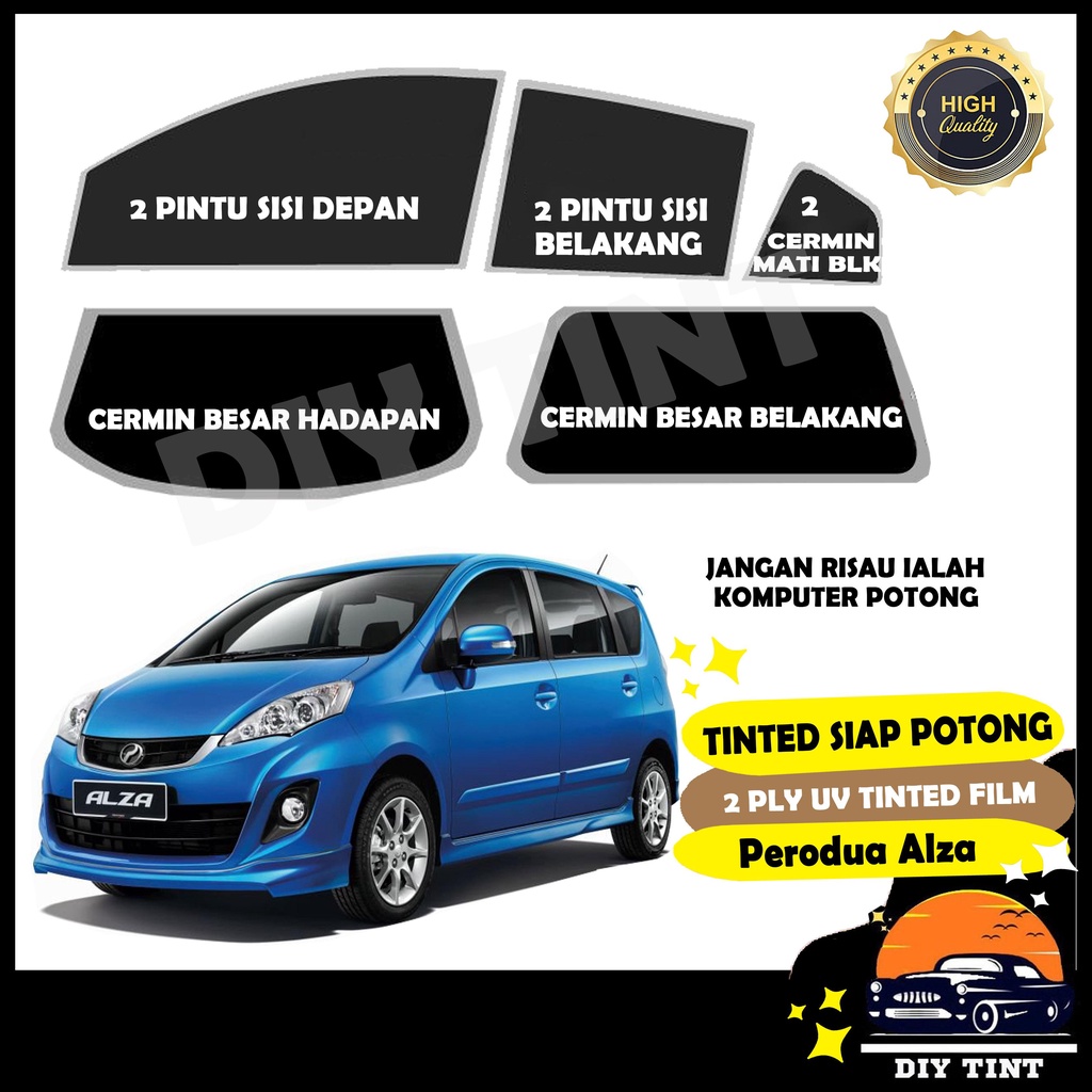 Perodua Alza_Tinted Kereta _2PLY UV Film_Hitam_Siap Potong / Car Tinted ...