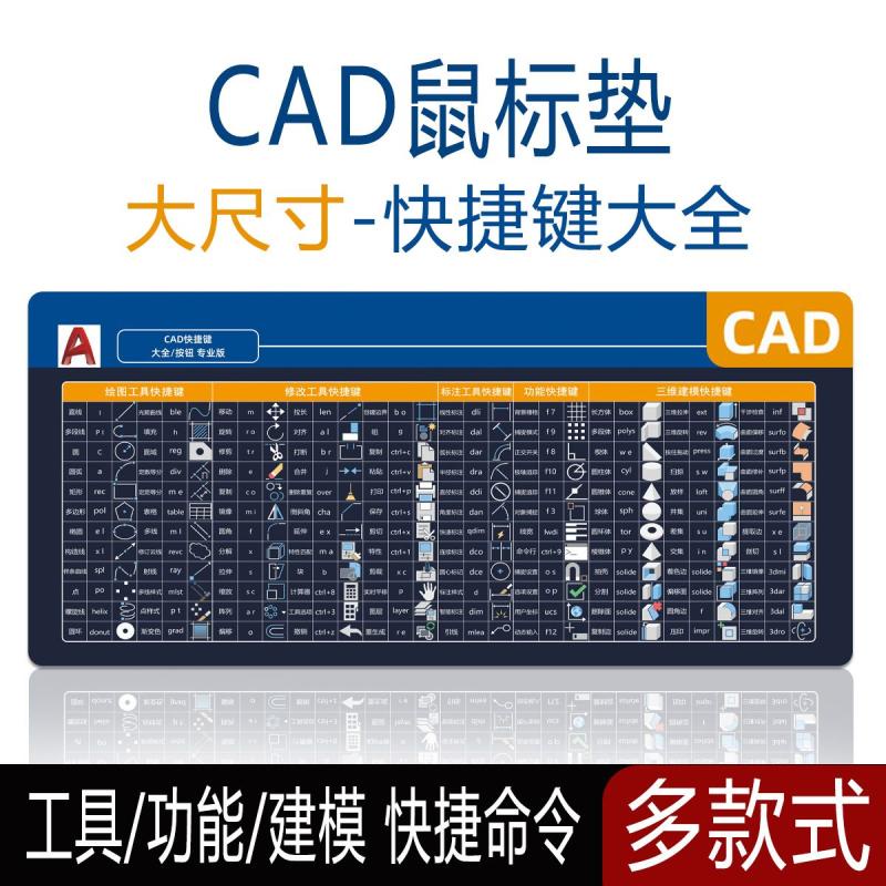 CAD快捷键鼠标垫autocad绘图命令大全制图指令桌面垫专业版抖音CAD Shortcut Mouse Pad ...