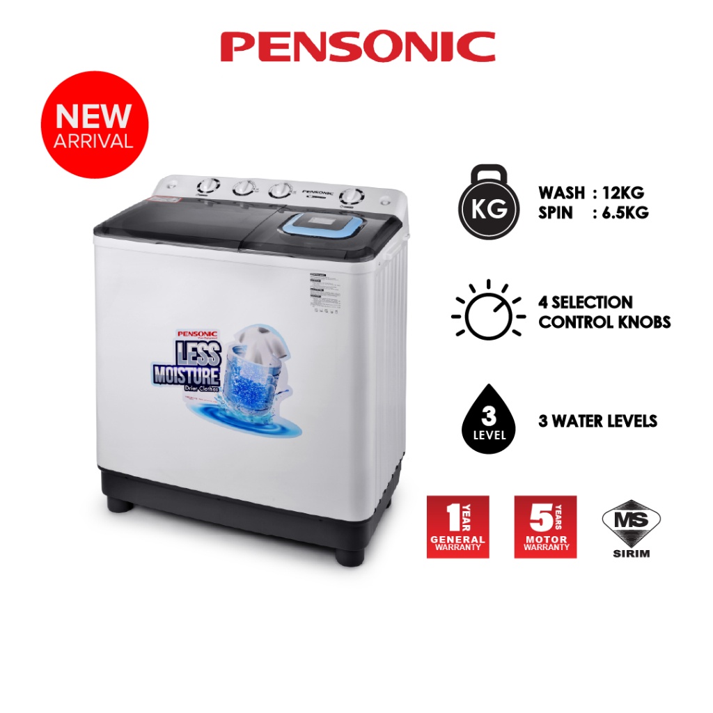 Pensonic 12KG Semi Auto Washing Machine PWS-1206/Mesin Basuh Separuh ...