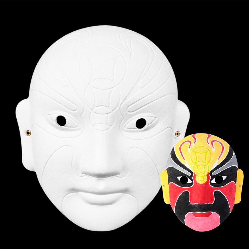 Beijing Opera Face Mask White Paper Mask Half Face Masquerade Mask DIY ...