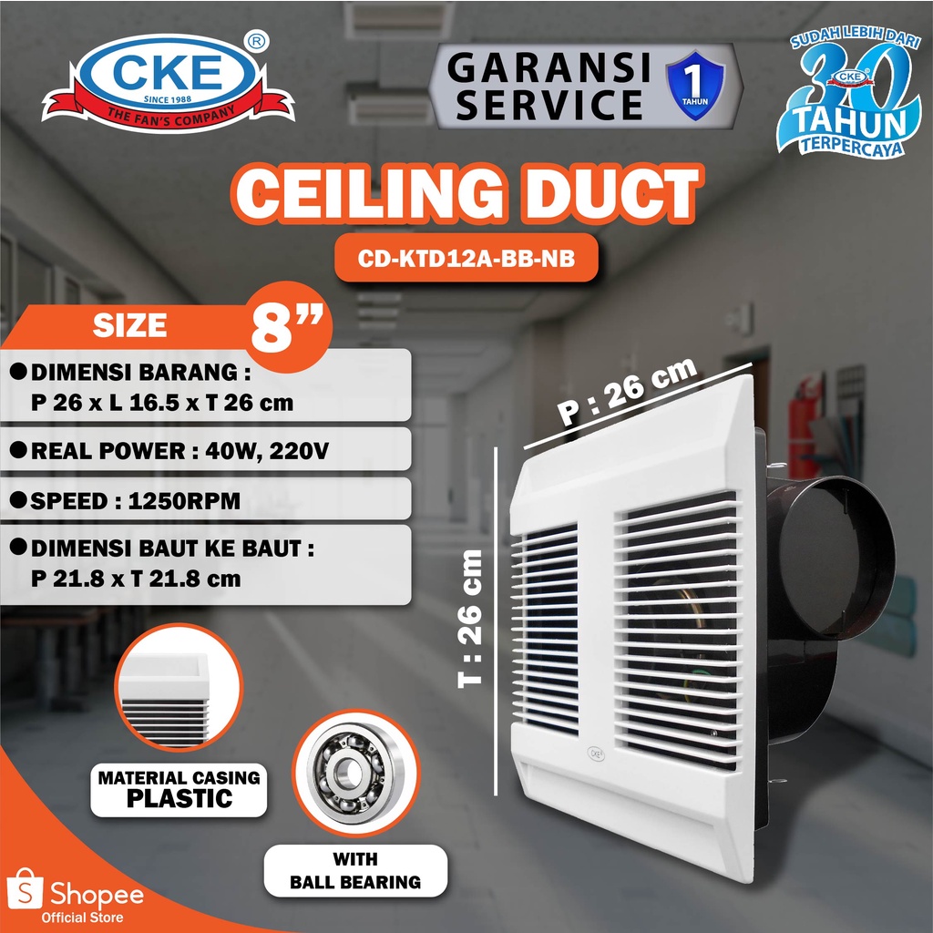 Cke Ceiling Duct CD-KTD12A-BB-NB 8inch Exhaust Ceiling Exhaust Toilet ...