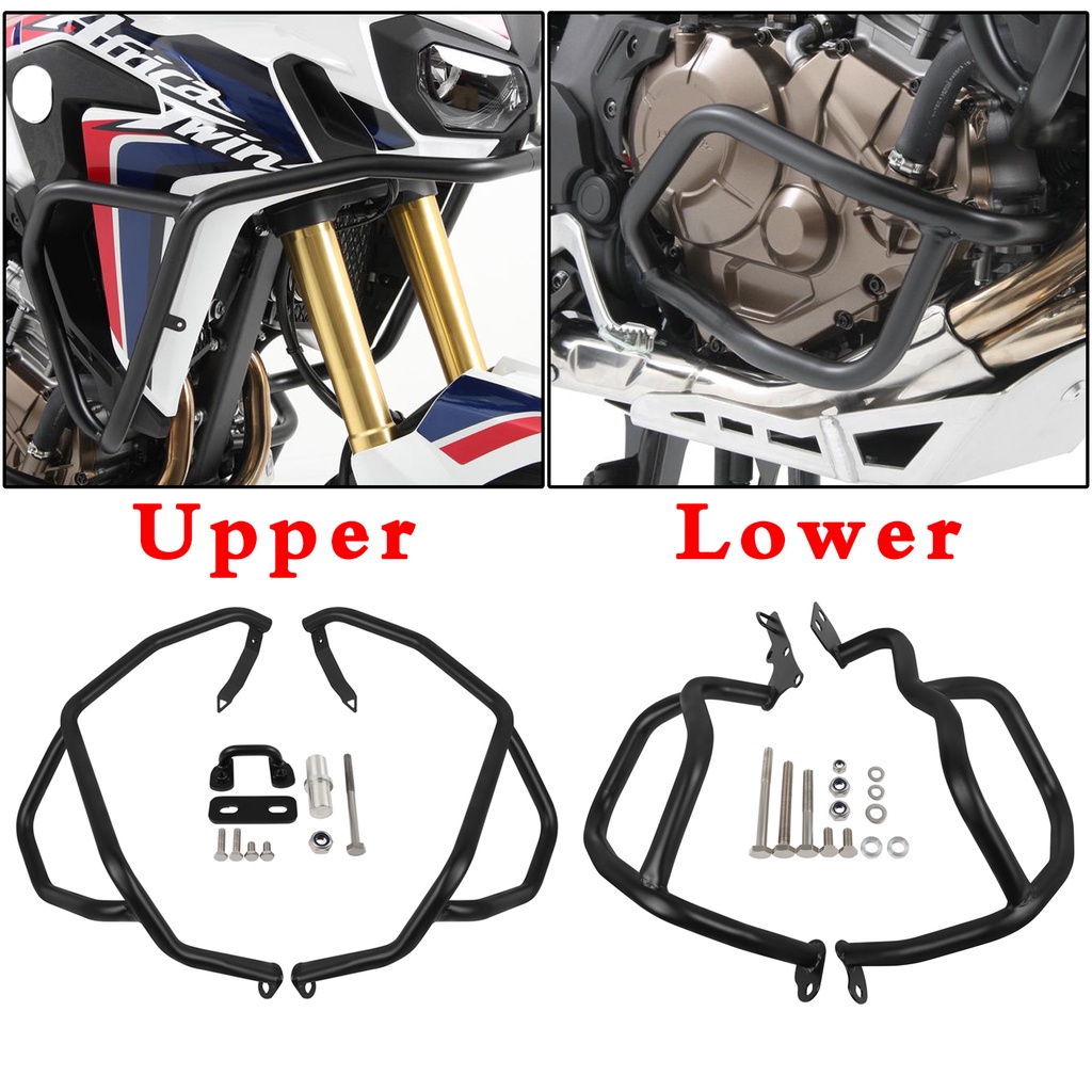 Motorcycle Upper&Lower Engine Guard Crash Bar Frame Bumper Protector ...