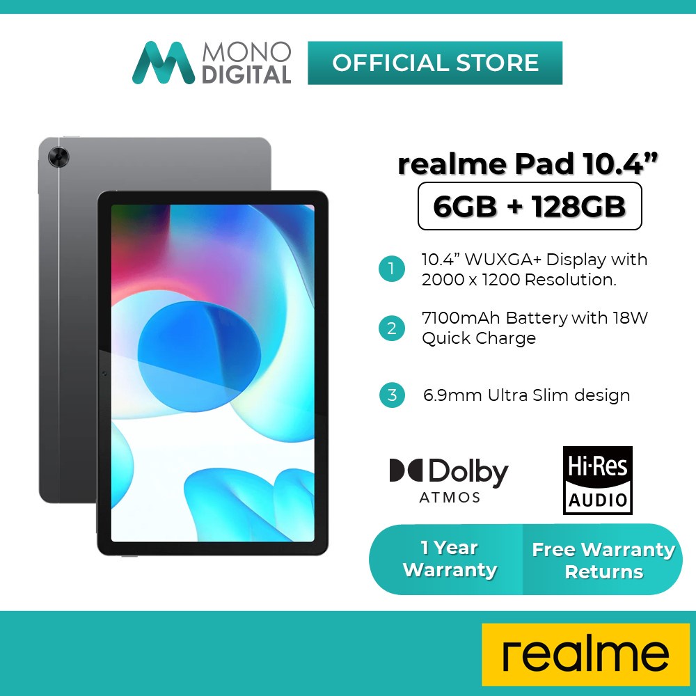 realme Pad 10.4" 4G LTE WiFi Mobile Tablet 4GB+64GB / 6GB+128GB - 6.9mm ...