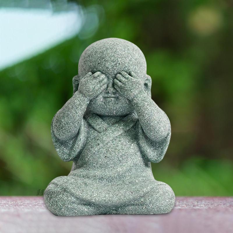 Cute Little Monk Statue Buddha Resin Stone Tibetan Buddhism Figurines ...