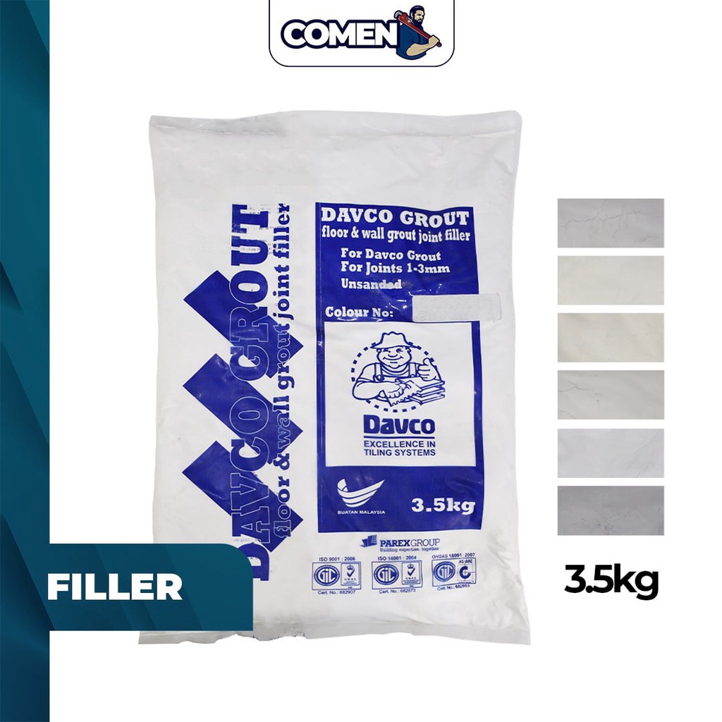 DAVCO Grout 3.5kg Floor & Wall Grout Joint Filler Colour Tile Mosaic ...