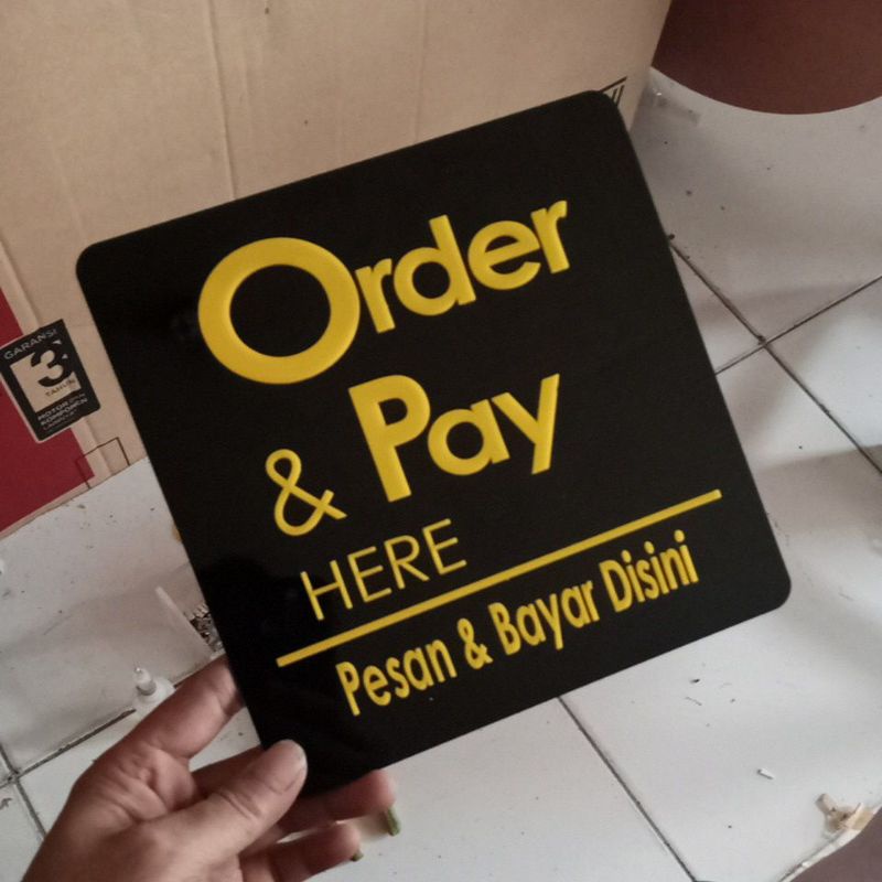 Order & Pay Here / Order & Pay Here Sign In Acrylic Embossed (Free ...