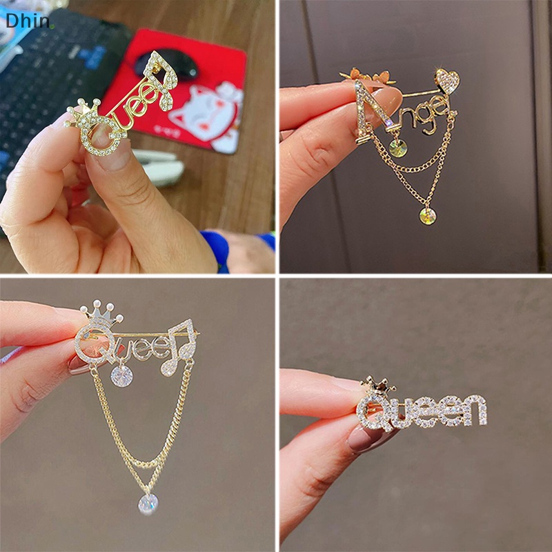 [Dhin] Rhinestone English Letter Brooch for Women Fashion Accessories ...