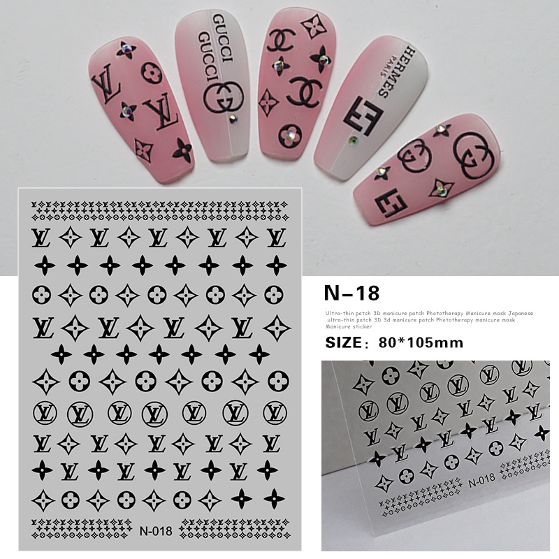 Light Luxury Brand Nail Sticker Fashion New Back Adhesive Sticker Black ...