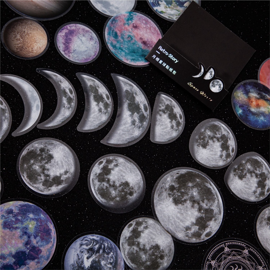 15 Pcs Scrapbooks Stickers Decals DIY Decoration Moon Phase planet ...