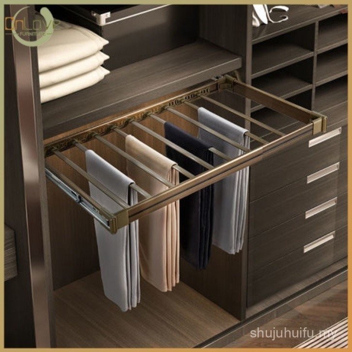 Wardrobe trouser rack telescopic multi-functional household cabinet ...