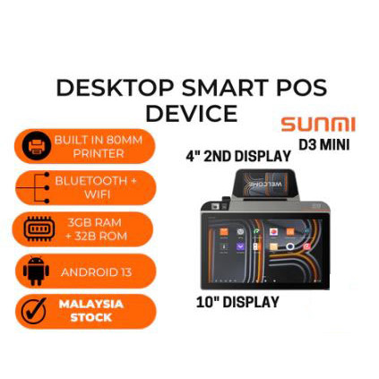 Sunmi D3 Mini Mobile All In One POS Touchscreen Terminal 10.1 inch Android (3+32GB) | Shopee ...