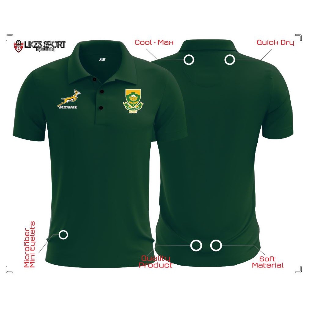 South Africa Springboks Rugby Travel Jersey DX1 | Polo | Baju Berkolar ...