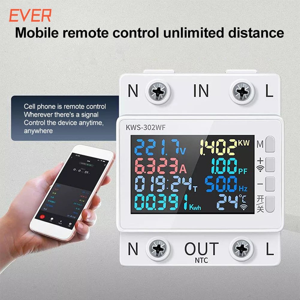 EVER| LCD Digital Energy Meter Electricity Usage Monitor AC170V~270V ...