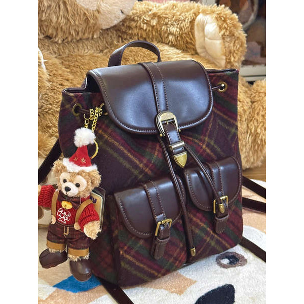 beg sekolah bag sekolah Beg galas semak retro gaya British 2024 musim ...