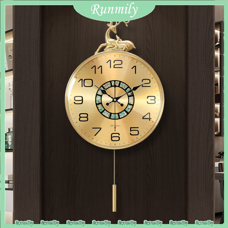Luxury Golden Deer Head Wall Clock For Living Room Silent Clock Wall ...