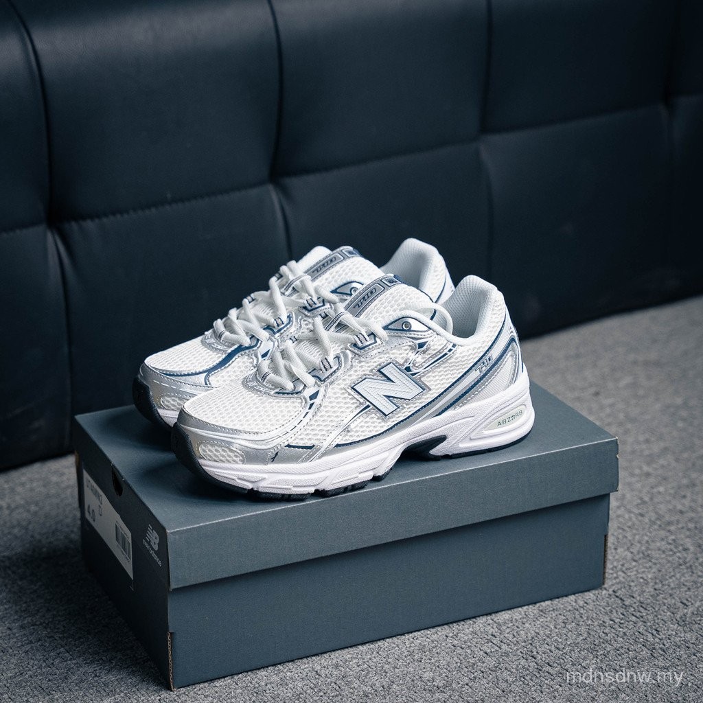 retro dad style casual running shoes/white and deep blue | Shopee Malaysia