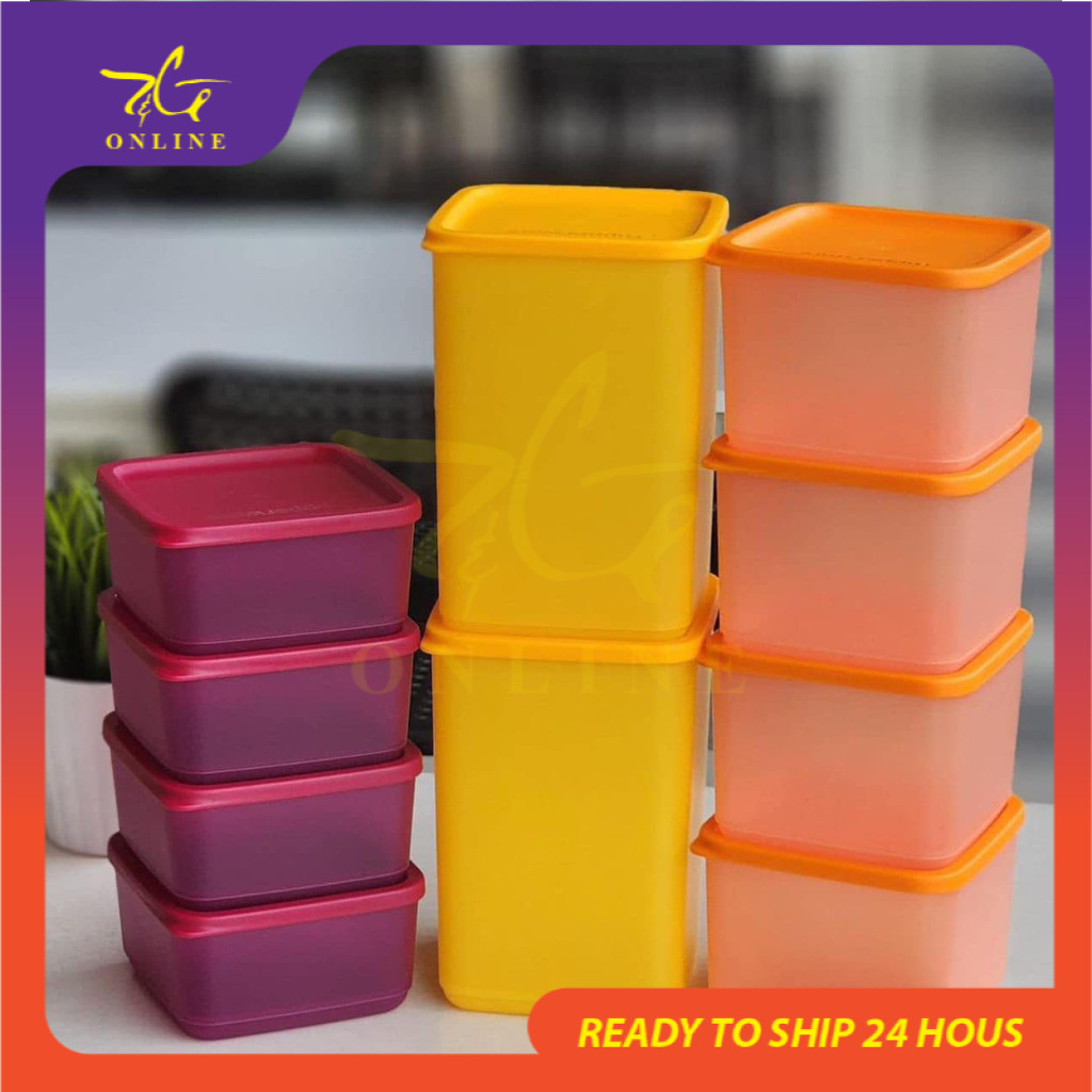 Tupperware So Fresh Square Essential Set 650ml 1L 2.2L Dark Maroon ...