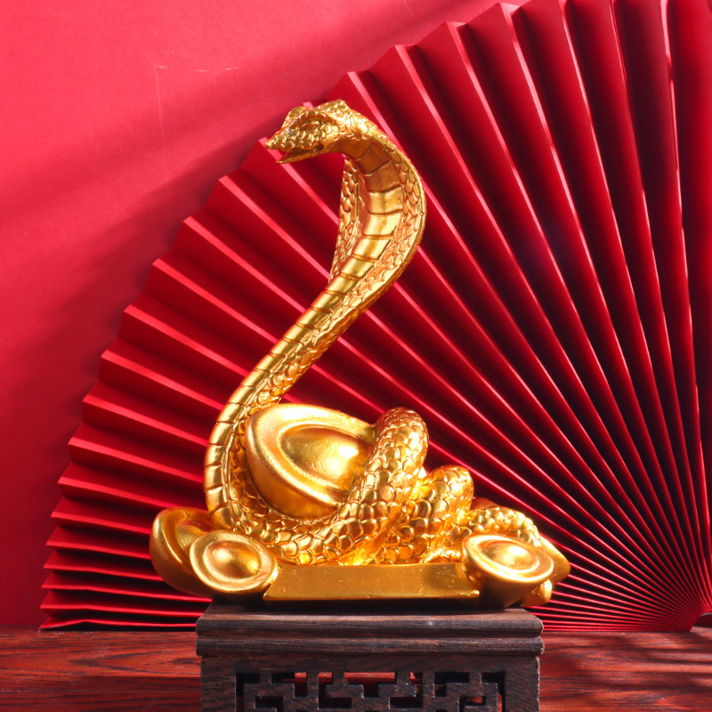 2025 Golden Snake Lucky Statue Zodiac Snake Benming Year Feng Shui ...