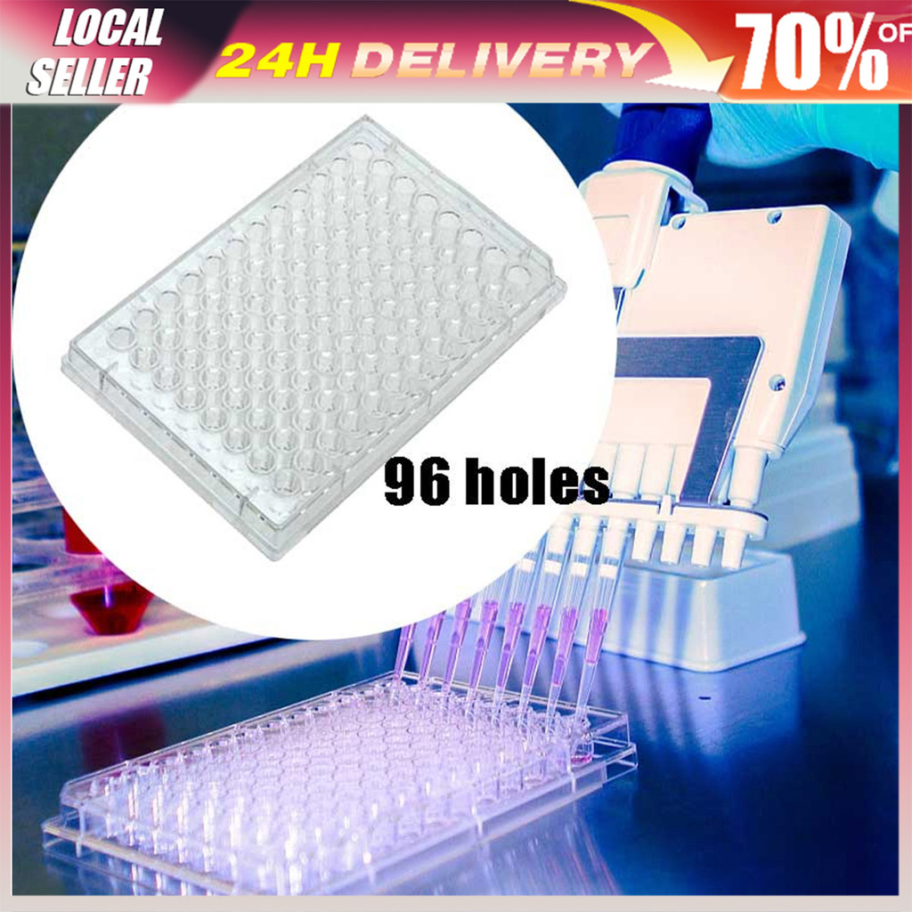 Plastic Tissue Culture Plate with Lid 96 Wells Flat Bottom Lab Sterile ...