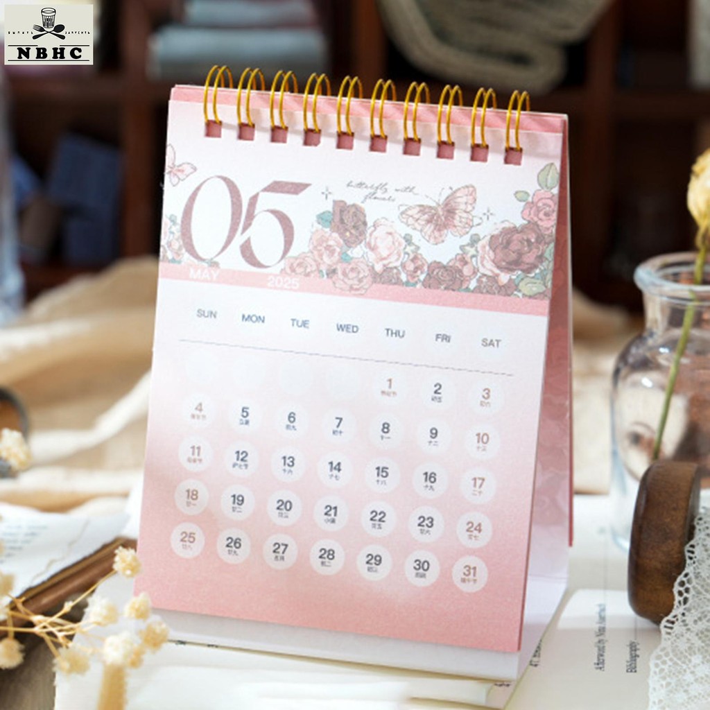 Bloomy Flowers Desk Calendar with Vibrant Floral Illustrations Tabletop ...