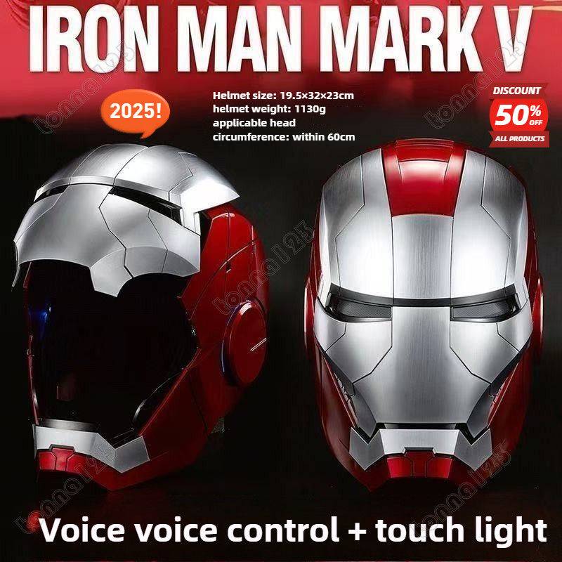 New Autoking 1:1 Mk5 Iron Man Helmet Cosplay English Voice-Activated ...