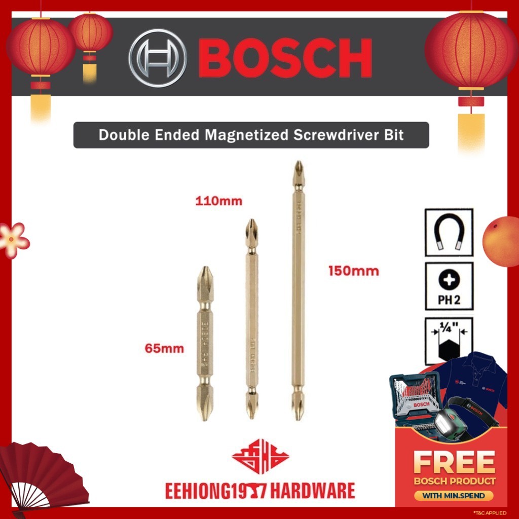 BOSCH Gold PH2 Double Ended Magnetized Screwdriver Bit 2608521042 ...