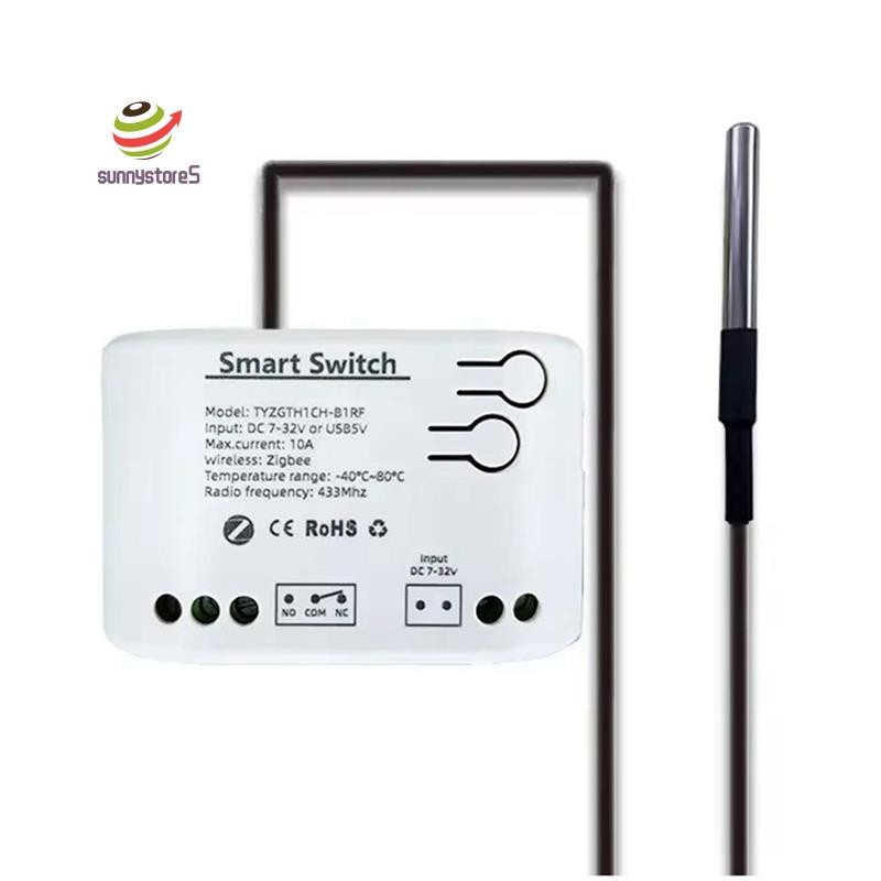 Tuya Smart Zigbee Switch With Temperature Sensor Passive Dry Contact Zigbee Relay Work With Home