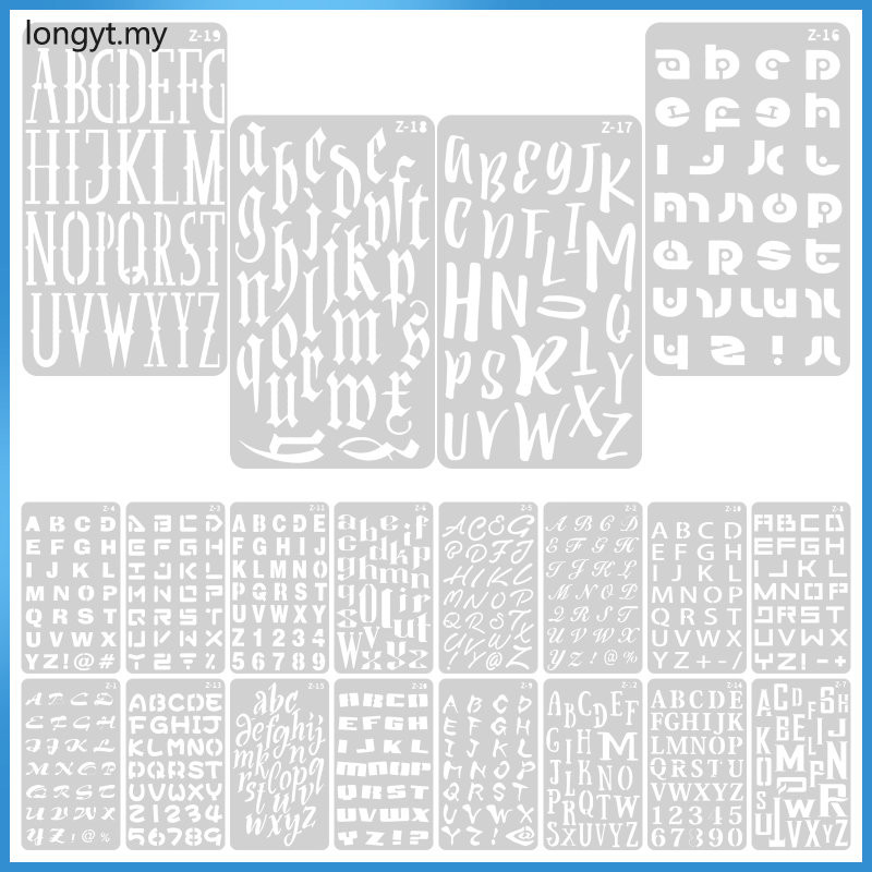 longyt 20 Sheets Stencils for Crafts Planner Bookmark Letter Template ...