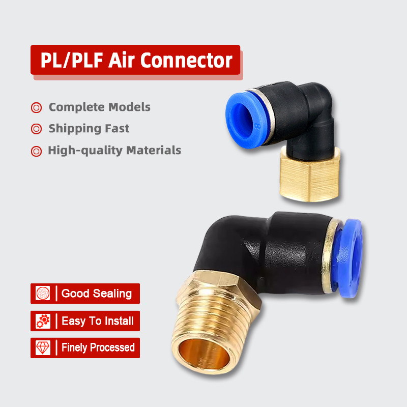 90°elbow thread Hose Adapter PL Pneumatic air connector PLF Quick Joint ...