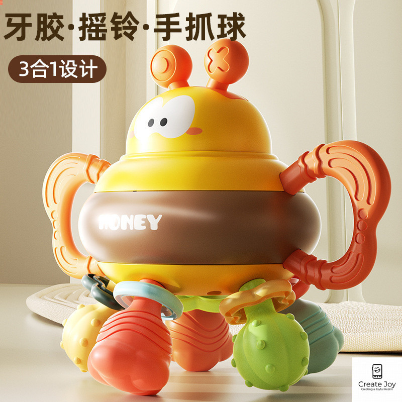 Cartoon Cartoon Bee Rattle Manhattan Ball 1-3 Years Old Hand Grab Ball ...
